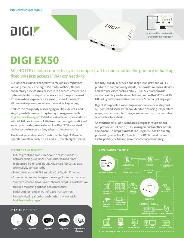 Digi EX50 5G Enterprise Mobilfunk Router | Digi International