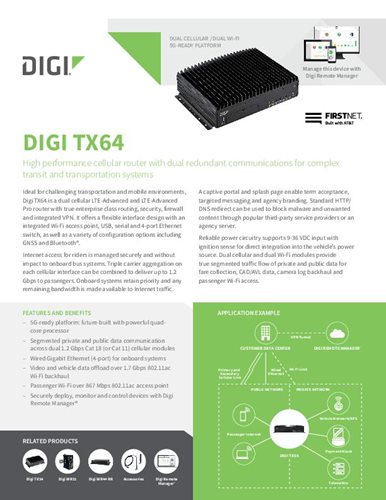 Digi TX64 5G/LTE-Advanced Mobilfunk Router | Digi International
